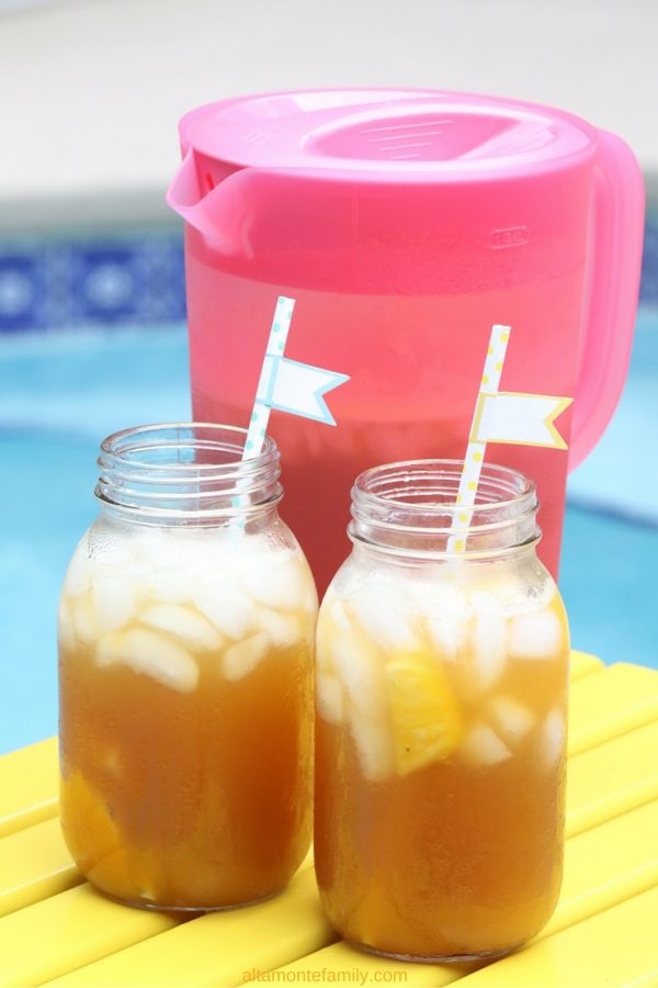 Poolside BBQ Tips + 5-Minute Pineapple Peach Iced Tea